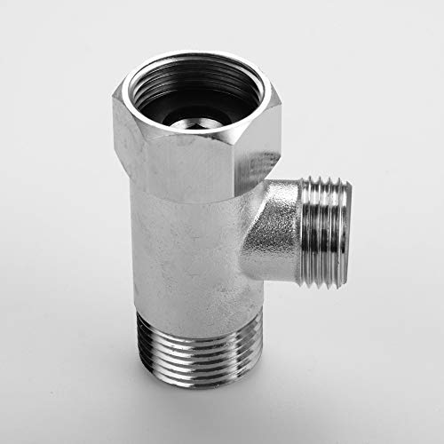 REWEE Bidet Connector,SOLID Brass T-adapter, 3-way Tee Connector for Handheld Bidet 7/8" and G 1/2 Polished,T Valve