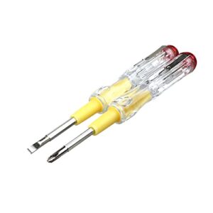 Fielect Tester Screwdriver, Voltage Tester Pen 100-500V Circuit Tester Pen Contact Voltage Detecter Pen Dual Head Slot Screwdriver Detector, 1pcs