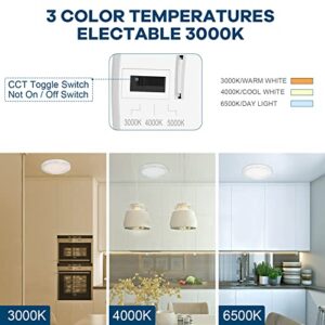 Youtob Motion Sensor Light LED Ceiling Light with 30s/180s Timeout Adjustable 3 Colors,15W 1500lm Round Lighting Fixture for Porches, Closets, Stairs(3000k/4000k/5000k Available) (White)