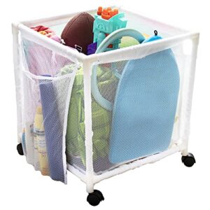 essentially yours rolling pool storage small organizer bin, (18" w x 18" l x 20" h), white style 417244