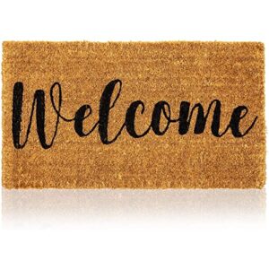 juvale natural coir doormat, welcome mats for front door, outdoor entry (16x29 in)