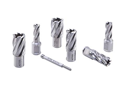 ACTOOL 6 PC 1/2" to 1-1/16" HSS ANNULAR Cutter Set 1" Cutting Depth with 3/4'' Weldon Shank