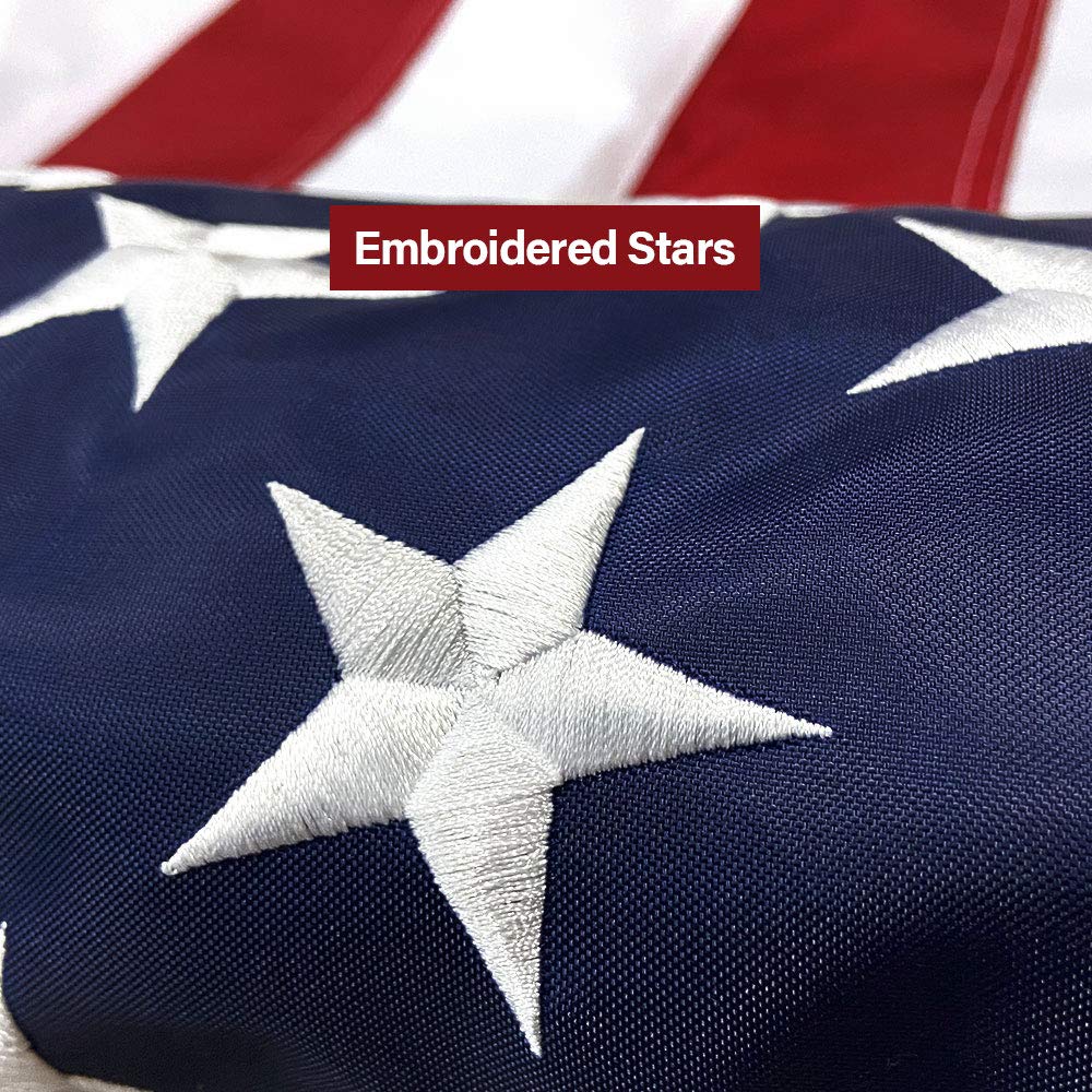 American Flag 4x6 FT Embroidered Stars, Sewn Stripes, Brass Grommets USA US Flag Polyester Durable long Lasting for Outdoor Use