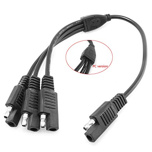 DGZZI SAE Power Extension Cable 35cm 18AWG Y Splitter 1 to 3 Connector 2 Pin Quick Disconnect Adapters Connector Cable for Solar Panel Charge