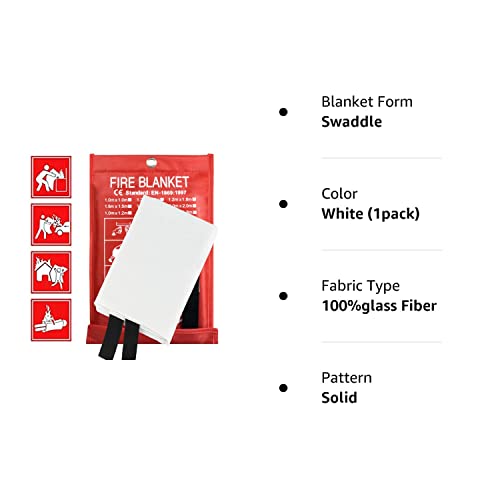 Fire Blanket Fire Guardian Blanket and Fire Blanket Fire Suppression Blankets for Kitchen, Bedroom, People- Energency Safety (40"x40") (White (1Pack))