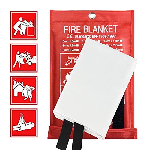 Fire Blanket Fire Guardian Blanket and Fire Blanket Fire Suppression Blankets for Kitchen, Bedroom, People- Energency Safety (40"x40") (White (1Pack))