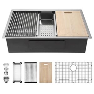 32 kitchen sink undermount - kichae 32x19 undermount kitchen sinks ledge workstation 18-gauge stainless steel deep single bowl under counter kitchen sink basin