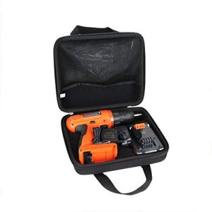 hermitshell hard travel case for black+decker 20v max cordless drill/driver with 30-piece accessories (ld120va) (black)