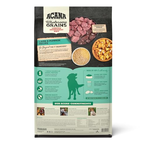 ACANA Wholesome Grains Dry Dog Food, Lamb & Pumpkin Recipe, 22.5lb