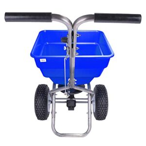 EarthWay Polar Tech 90399 100 LB Professional Ice Melt Broadcast Walk Behind Spreader with 13" Pneumatic Tires, Adjustable Handle, and Solid Linkage Control