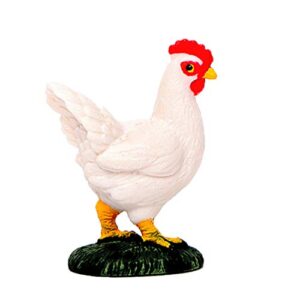 Amosfun 2pcs Miniature Chickens Rooster Figurines Cake Toppers Fairy Garden Decorations Ornaments Micro Landscape Bonsai Dollhouse Accessories (White Cock)