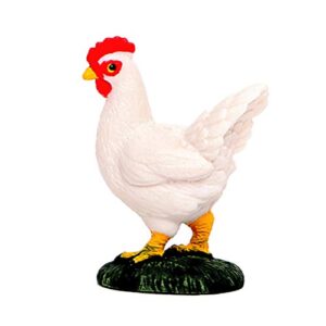 Amosfun 2pcs Miniature Chickens Rooster Figurines Cake Toppers Fairy Garden Decorations Ornaments Micro Landscape Bonsai Dollhouse Accessories (White Cock)