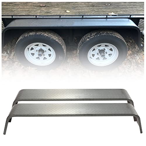 ECOTRIC Steel 14 Gauge Diamond Tread Plate Tandem Axle Trailer Fenders 72-7/8"x10-1/4"x13" (Fit 13"-15" Tires) - 2 Pcs