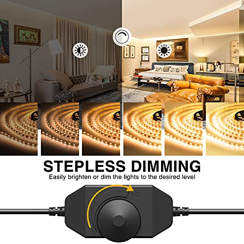 Onforu Warm White LED Strip Lights, 49.2ft 3000K White Dimmable Strip Lighting, 2835 LEDs Tape Light, 15m 12V Adhesive Rope Christmas Light, Flexible Ribbon Light for Kitchen Cabinet Bedroom Wardrobe