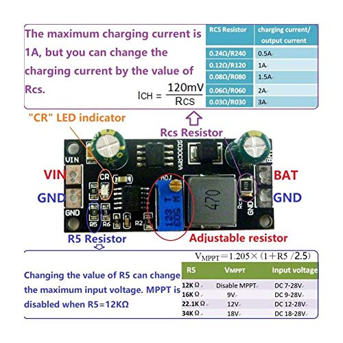 1A 12V Module, MPPT Solar Panel Controller, LiFePO4 Lithium Battery Charger Module, for Car Battery Charging, Solar Battery Charging