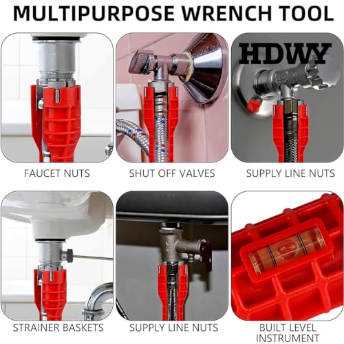 Basin Wrench, 8 in 1 Sink Wrench Faucet Plumbing Tool, Double Head Sink Installer Tool for Pipe and Tub Drain Removal Nut Wrench