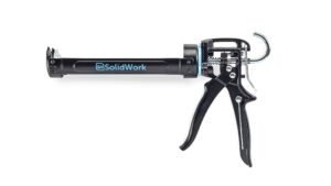 solidwork professional drip-free caulk gun with ergonomic steel handle, up to 1/10 gallon cartridge, adjustable 24:1 thrust ratio 1/10 gallon cartridge | black caulking gun