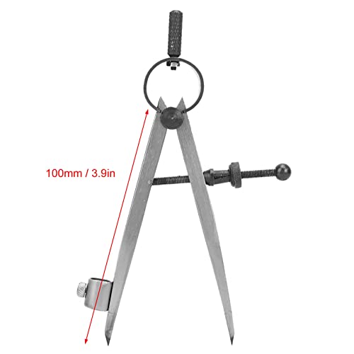 Wing Divider, Adjustable&Lockable Precision Spring Divider Caliper Compass with Pen Holder Craft Rotating Tool for Metal Workpiece Processing, Mechanical Scribing (100mm)