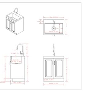 SIMPLIHOME Darwin Contemporary 28 Inch Deluxe Laundry Cabinet with Pull-out Faucet and Stainless Steel Sink in White, For the Laundry Room and Utility Room