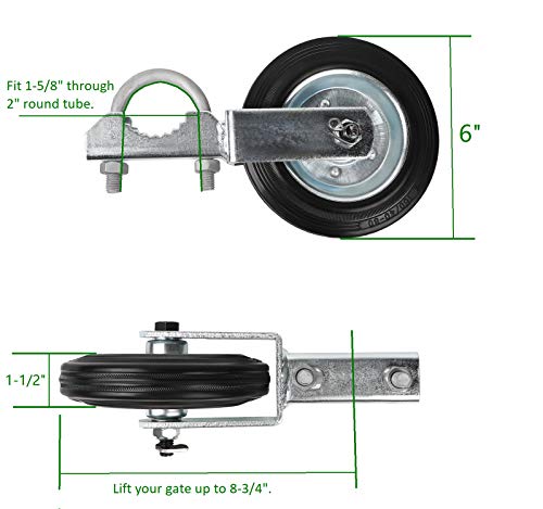 Mofeez Gate Wheel for Metal Swing Gate with 1-5/8" Thru 2" Gate Frames, Gate Support Wheel for Chain Link Fence, Prevent Gate from Dragging