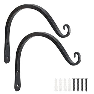 feed garden 2 pack 8 inch hanging plant bracket wall hooks decorative plant hangers for outdoor hanging bird feeders, wind chimes, plant baskets, black