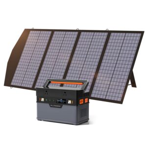 allpowers 700w solar generator with solar panel included, 606wh portable power station with 140w panel in, multiple outlets for camping emergency 12v battery laptop phone rv