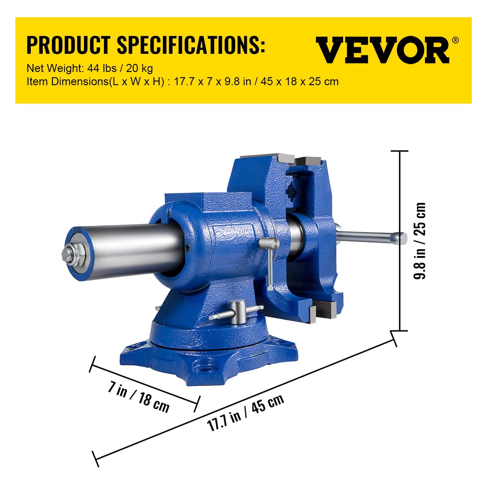 BestEquip 6" Heavy Duty Bench Vise, Double Swivel Rotating Vise Head/Body Rotates 360°,Pipe Vise Bench Vices 30Kn Clamping Force,for Clamping Fixing Equipment Home or Industrial Use