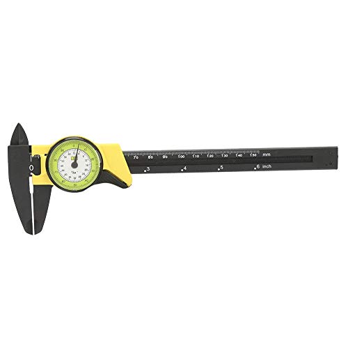 Dial Vernier Caliper, 0.01mm Accuracy Plastic Fast Precise Measurement Tool Vernier Measure Tool for Biomedical Industry, 0-150mm(Yellow)