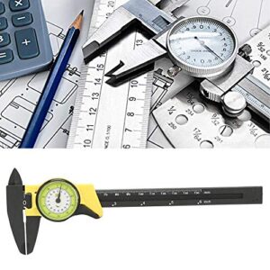 Dial Vernier Caliper, 0.01mm Accuracy Plastic Fast Precise Measurement Tool Vernier Measure Tool for Biomedical Industry, 0-150mm(Yellow)