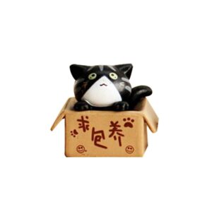 n/ hfjeigbeujfg miniature fairy garden lovely box cartoon cat miniature landscape decor bonsai resin crafts ornament - black