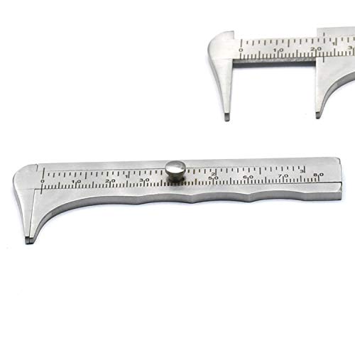 AAProTools Handy Sliding Gauge Stainless Steel Vernier Caliper Ruler Measuring Tool Double Scales mm/inch Mini Pocket Ruler 80mm