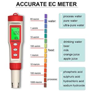 Digital PH Meter with ATC: 4 in 1 PH TDS EC Temp - ORAPXI PH Tester High Accuracy Pocket Size PH Measurement for Pool, Lab, Aquarium, Pond, Beer Brewing