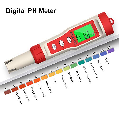 Digital PH Meter with ATC: 4 in 1 PH TDS EC Temp - ORAPXI PH Tester High Accuracy Pocket Size PH Measurement for Pool, Lab, Aquarium, Pond, Beer Brewing