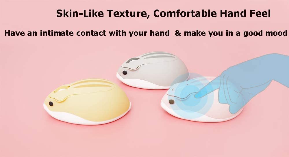 2.4GHz Wireless Mouse Cute Hamster Shape Less Noice Portable Mobile Optical 1200DPI USB Mice Cordless Mouse for PC Laptop Computer Notebook MacBook Kids Girl Men Women Adults Gift (Pink)