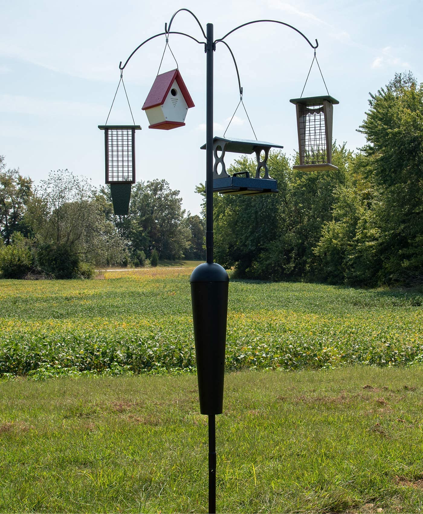 Squirrel Stopper Sequoia Squirrel Proof Pole System with 4 Hanging Stations - Bird Feeder Pole System Only