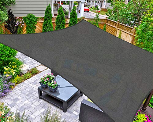 AsterOutdoor Sun Shade Sail Rectangle 10' x 13' UV Block Canopy for Patio Backyard Lawn Garden Outdoor Activities, Graphite