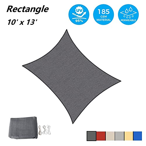 AsterOutdoor Sun Shade Sail Rectangle 10' x 13' UV Block Canopy for Patio Backyard Lawn Garden Outdoor Activities, Graphite