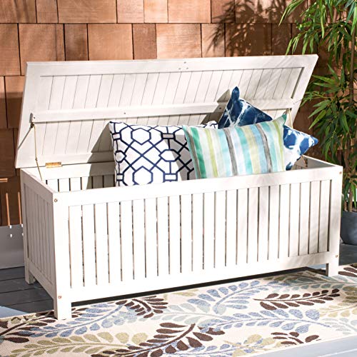 Safavieh PAT7037C Outdoor Abri White Storage Cushion Box