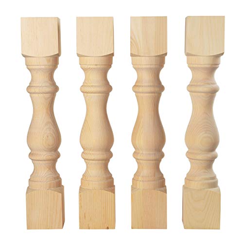 CAROLINA LEG CO. Monastery Farmhouse Dining Table Legs - Unfinished - DIY Furniture - Turned Legs - Set of 4 - Dimensions: 5" x 29"