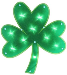 impact innovations shamrock lighted window decoration indoor outdoor use 14” x 12.5”