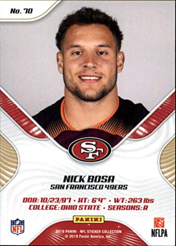 2019 Panini NFL Sticker Collection Base Insert #70 Nick Bosa San Francisco 49ersRC Rookie (Standard Size and Stock Football Trading Card)