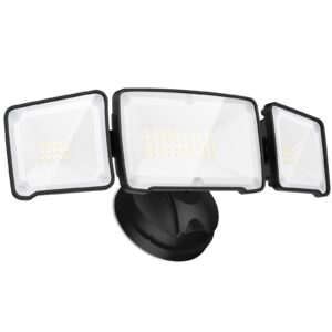 lepower 3500lm led flood light, 35w outdoor flood light fixture, exterior lights with 3 adjustable heads, 5500k, ip65 waterproof for garage, yard, porch