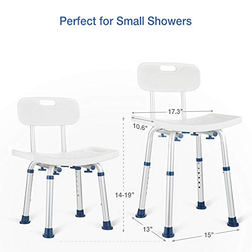 GreenChief Shower Chair with Back Removable - Small Shower Stool for Inside Shower, Narrow Bathtub Chair, Adjustable Shower Seat for Seniors, Elderly, Handicap, Disabled (300 LBS)