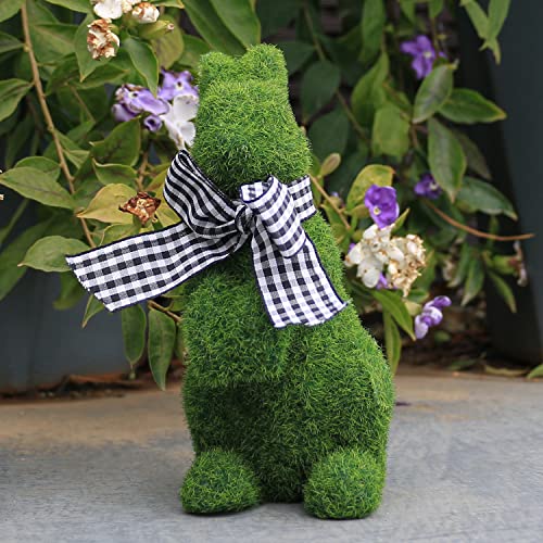 Mingfuxin Easter Furry Flocked Bunny, Faux Moss Rabbit Easter Table Décor, Moss Bunnies Resin Rabbit Holiday Easter Figure Statue Spring Table Garden Easter Decorations