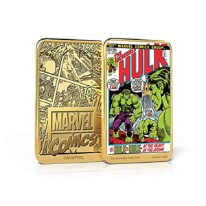 6 24K Plated Comic Book Covers Ingot Collection Featuring The Incredible Hulk in Dazzling Colors, 2.36” x 1.58” x 0.12” - Certificate of Authenticity