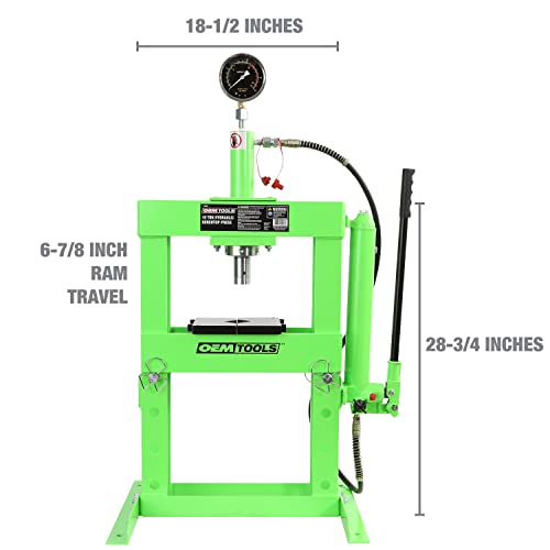 OEMTOOLS 25088 Hydraulic 10 Ton Benchtop Press with Double Speed Pump, Hydraulic Press, Small Shop Press, Wheel Bearing Press, Press Hydraulic