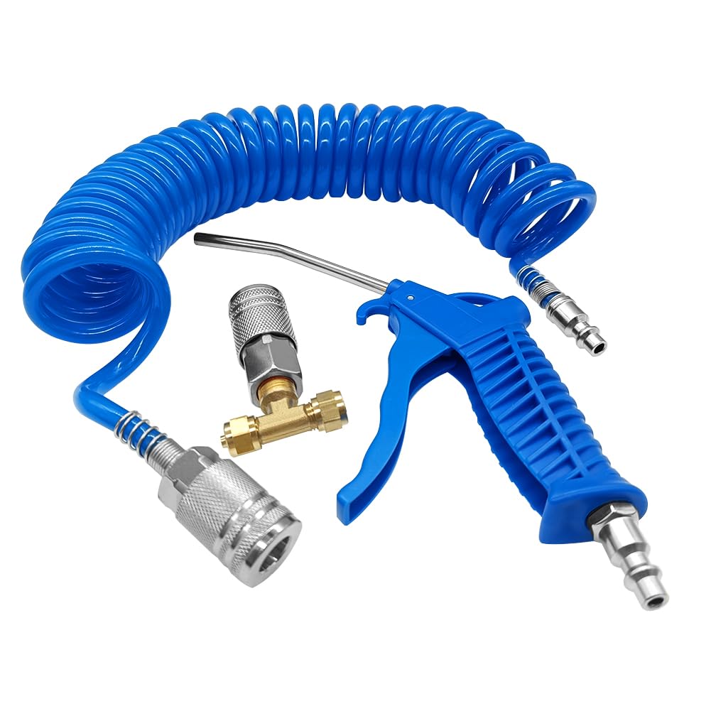 Beduan Air Blow Gun Kit with 16ft Long Pneumatic Pu Hose, Heavy Duty Air Duster Gun for Air Compressor