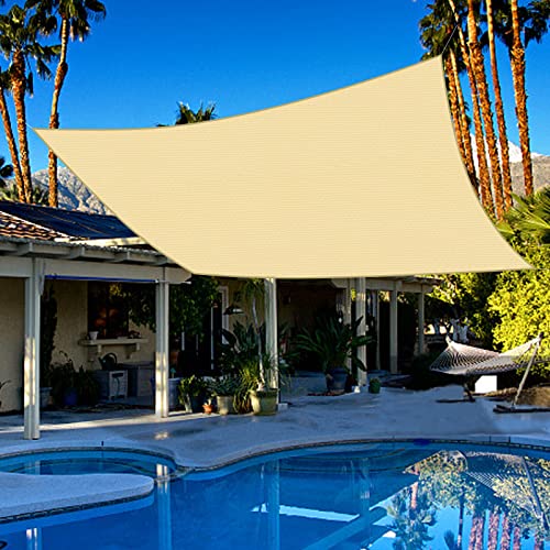 AXT SHADE Sun Shade Sail Rectangle 6.5' x 9'10"Shades Canopy UV Block Awning Patio Cover Shelter Backyard Shading,Sunshades Sails Canopy Shades for Outdoor Activity,Sand(Customized Sail Shade)