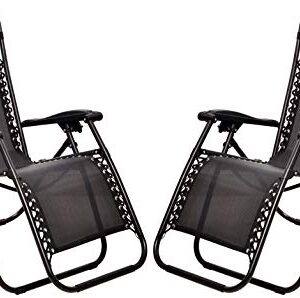 Elevon Adjustable Zero Gravity Lounge Chair Recliners for Patio, Black, 2-Pack