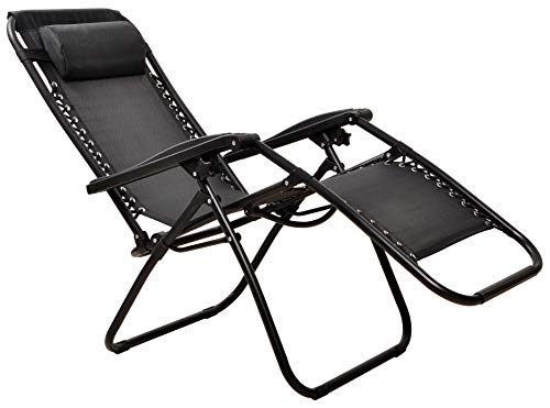 Elevon Adjustable Zero Gravity Lounge Chair Recliners for Patio, Black, 2-Pack